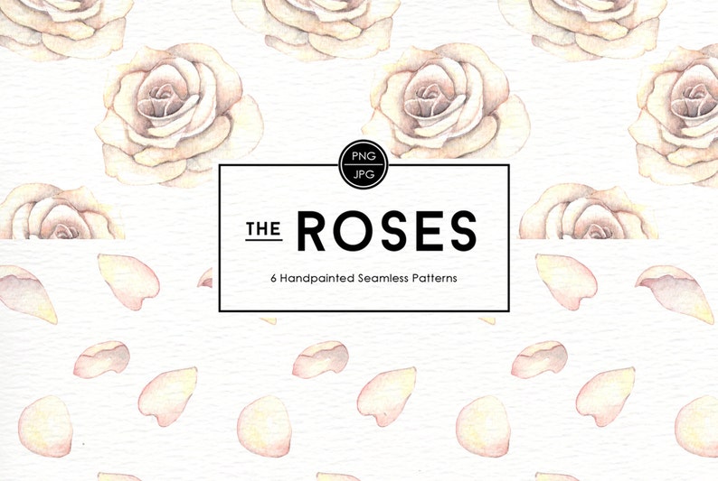 Rose Flowers Seamless Patterns, Digital Pattern, Watercolor Digital ...