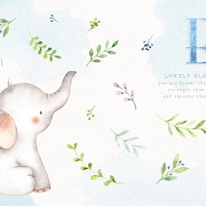 Lovely Blue Elephants Watercolor Clip Art, Elephant Clipart, Moon ...