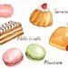 French Patisseries Watercolor Clipart, Watercolor Menu, Sweet, Macaroon ...