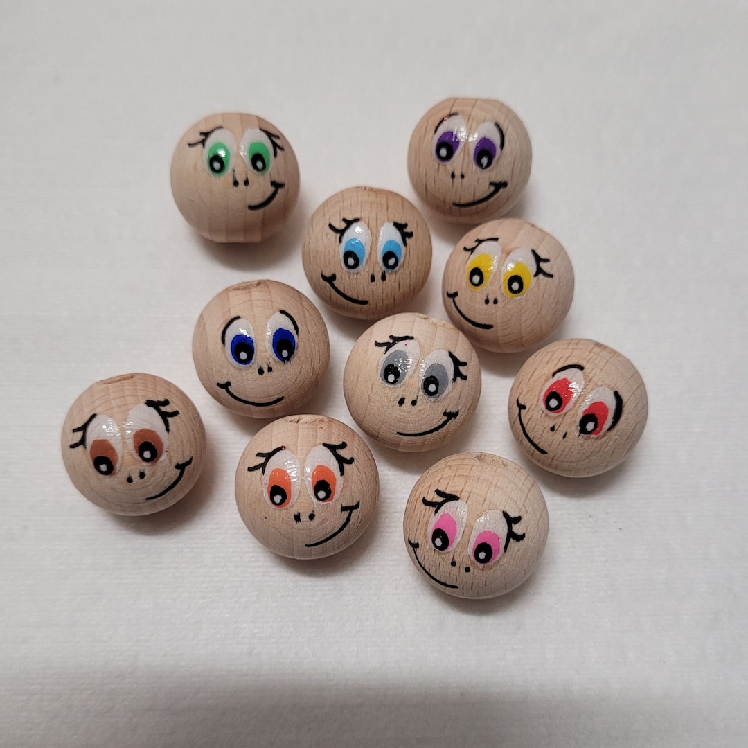 Holzkugeln (20mm) mit Gesicht zum Basteln 3er Set - Etsy.de