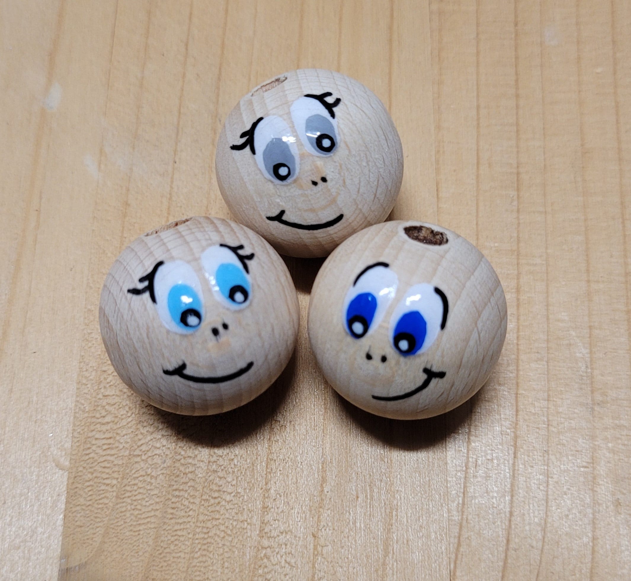 Wooden Balls 25 Mm With Faces for Crafts, Set of 3 - Etsy