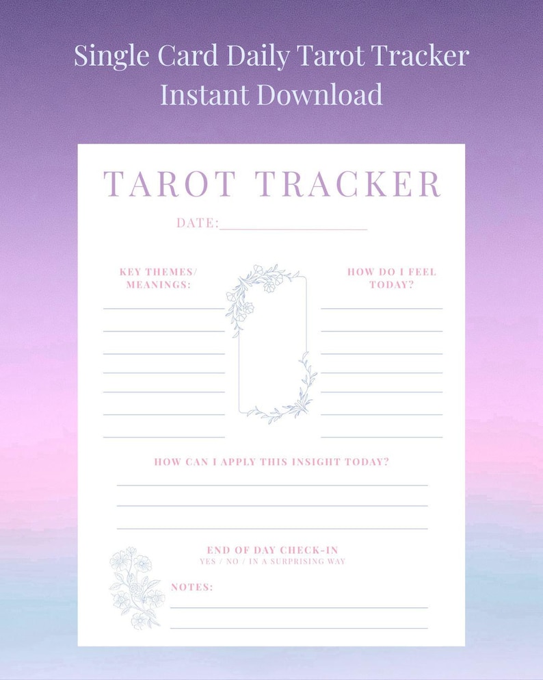Single Card Tarot Tracker - Etsy