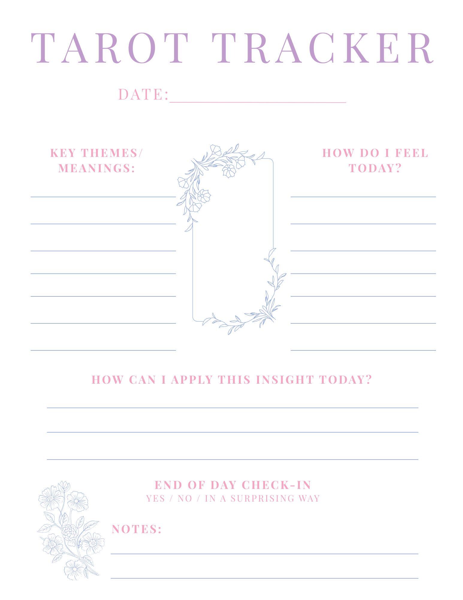Single Card Tarot Tracker - Etsy