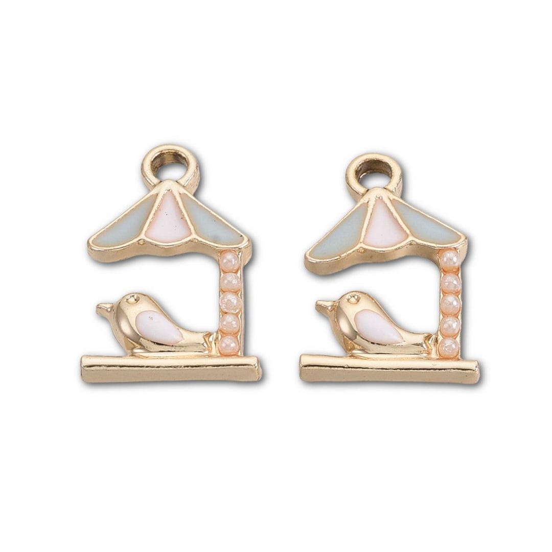 Gold Plated Enamel Bird Table Charms 14.5x10mm - Pack of 2 - Etsy