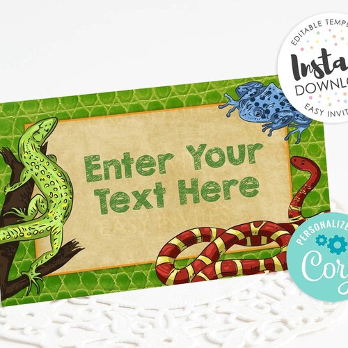 Snake Party Food Labels Snake Party Tent Cards Reptile - Etsy