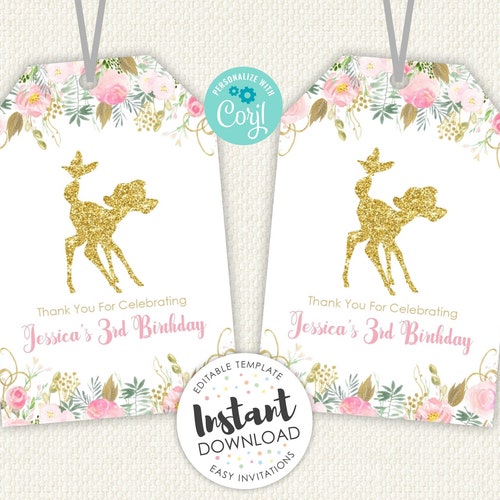 Classic Baby Deer Baby Shower Thank You Tags Gift Tags Party - Etsy