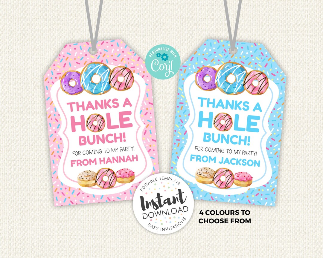 Donut Favor, Donut Favor Tags, Donut Party, Instant Download Favor Tags ...
