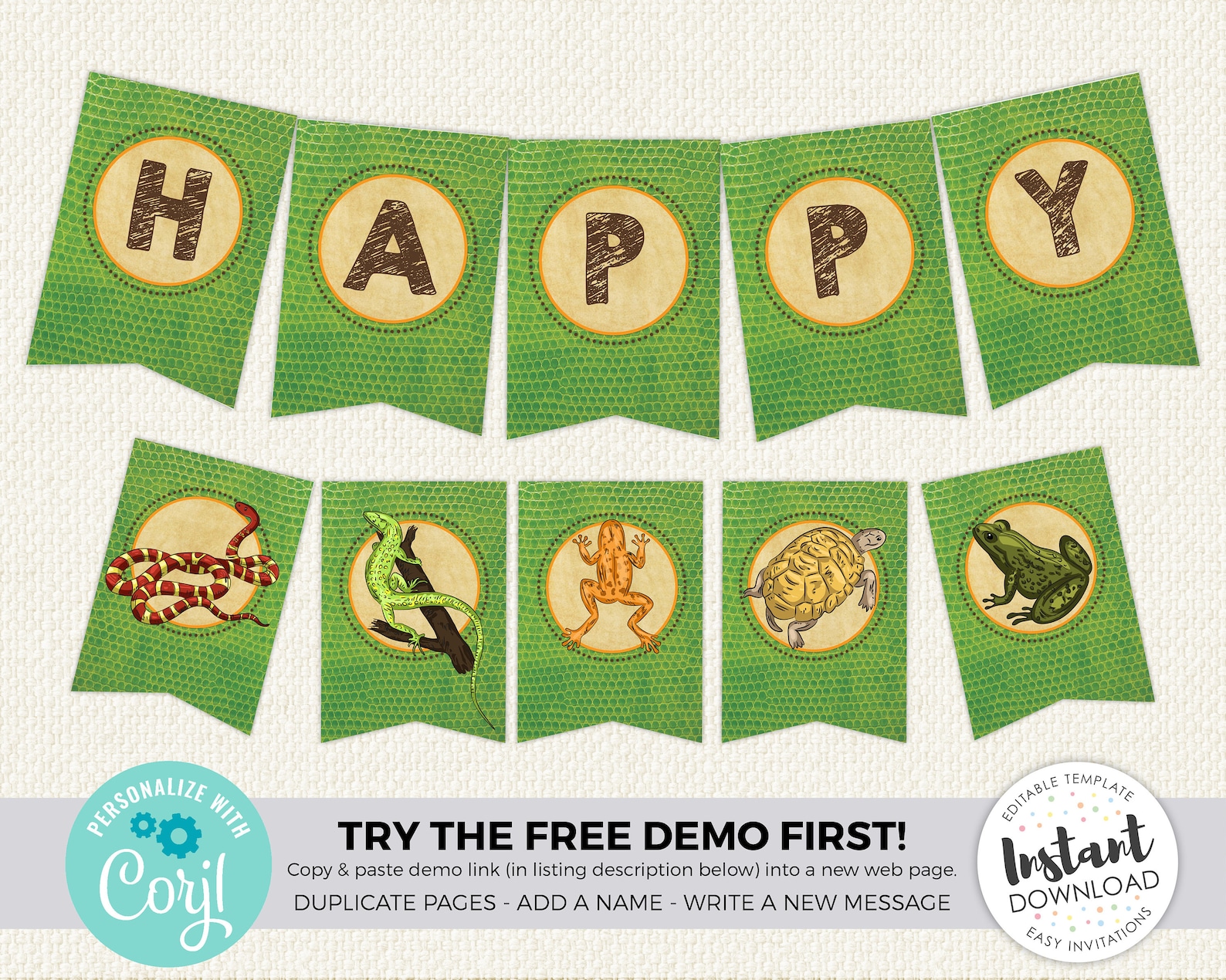 Reptile Birthday Banner Reptile Birthday Party Reptile | Etsy