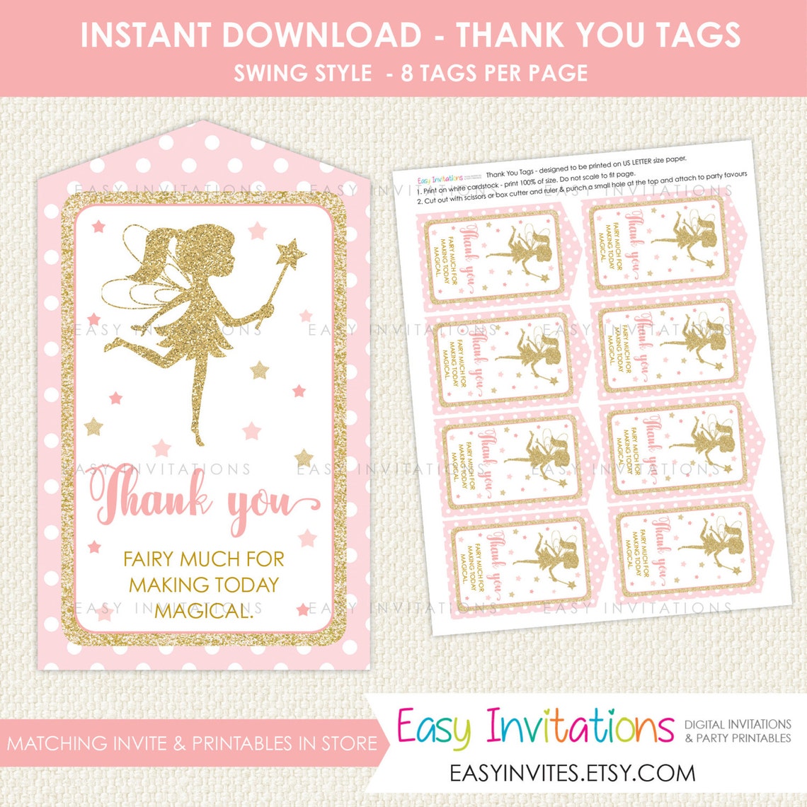 Fairy Thank You Tags Fairy Tags Fairy Birthday Fairy Party | Etsy