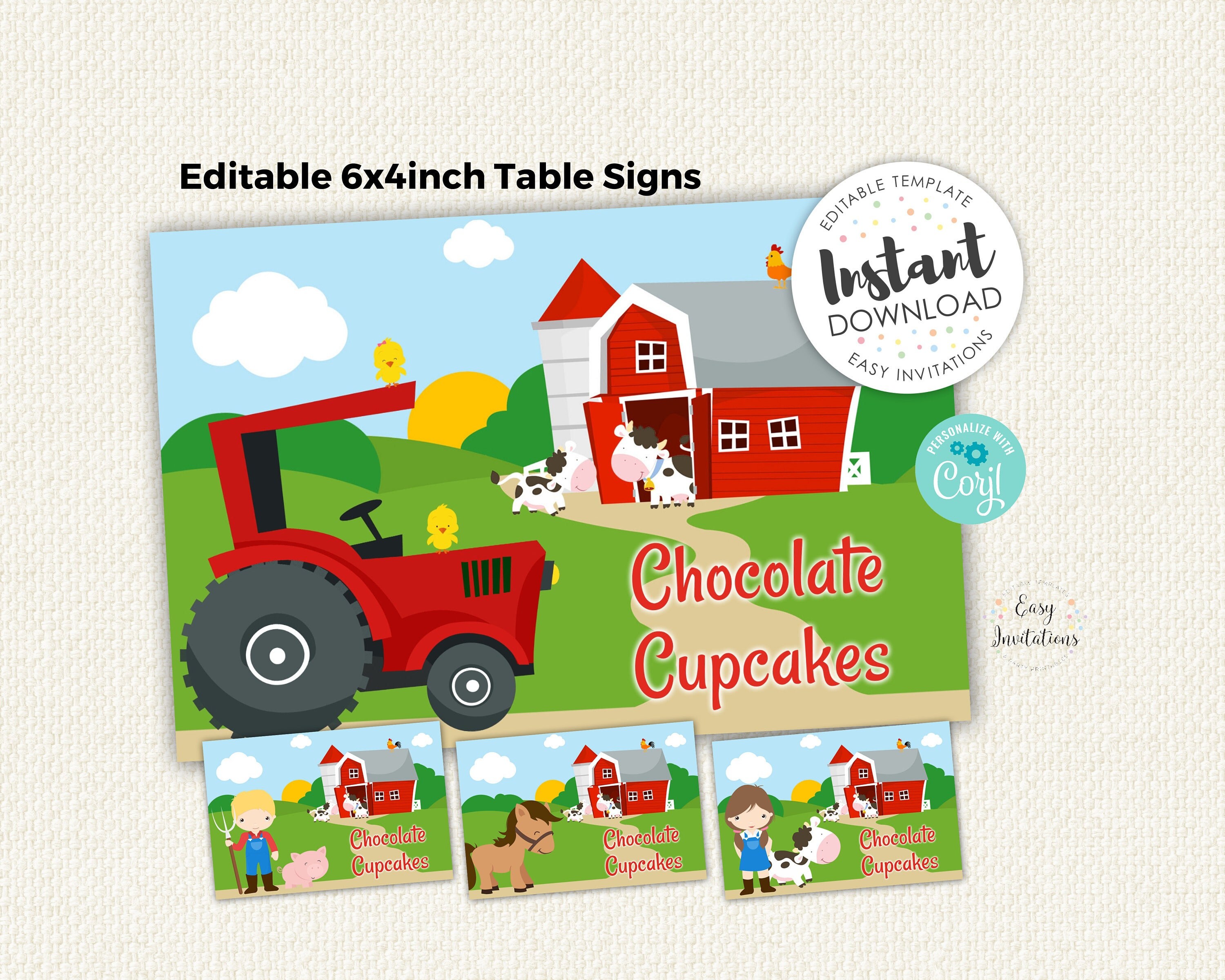 Party Supplies 6x4 Farm Table Signs Farm Party Editable Farm Table ...