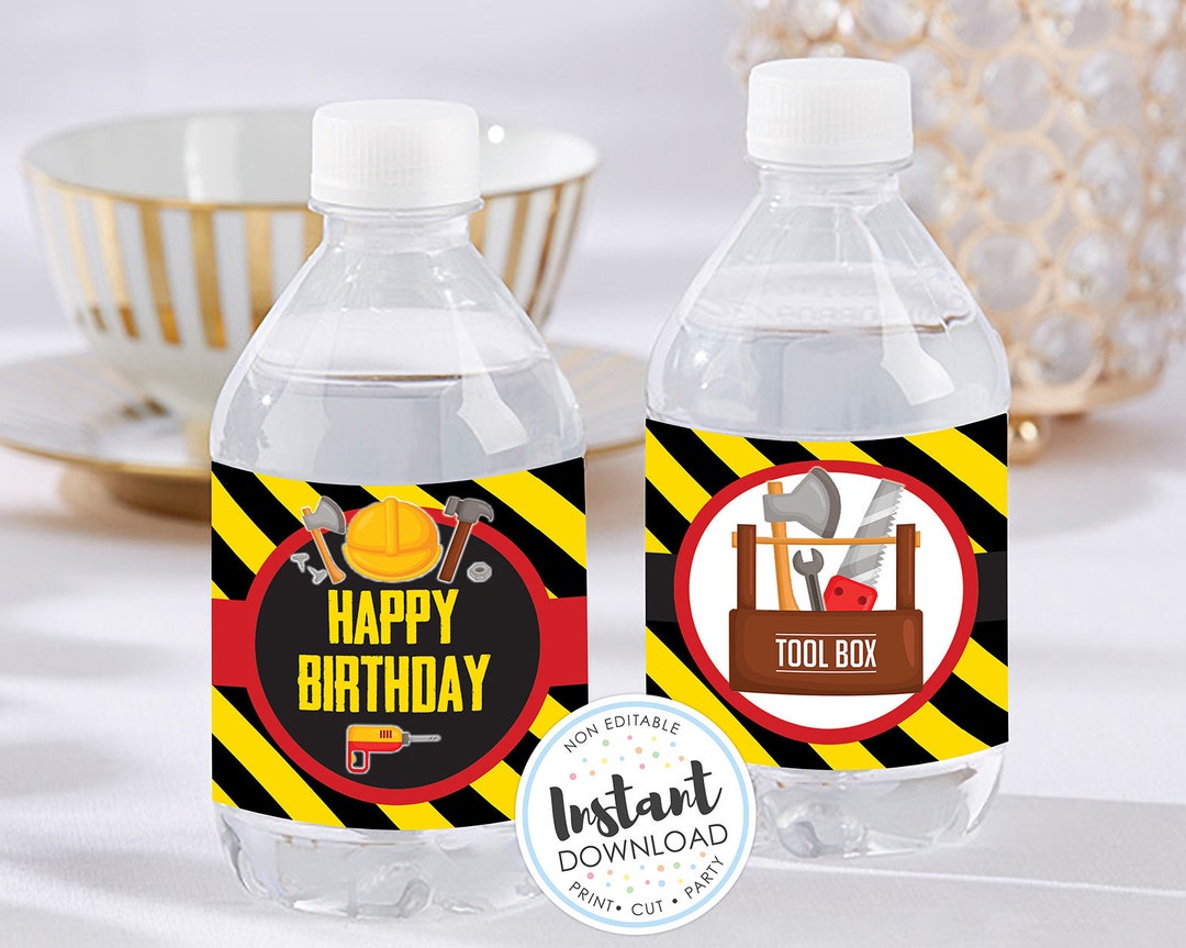 Tool Water Bottle Label Tools Party Hndyman Party Printable - Etsy