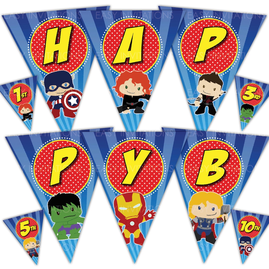 Superhero Bunting Superhero Party Printables Super Hero - Etsy