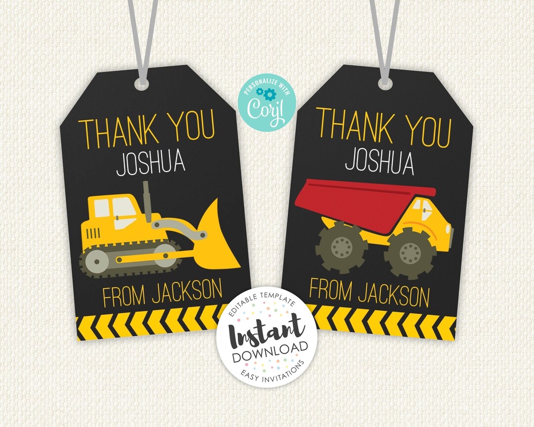 Construction Party Favor Tags Construction Party Tags - Etsy
