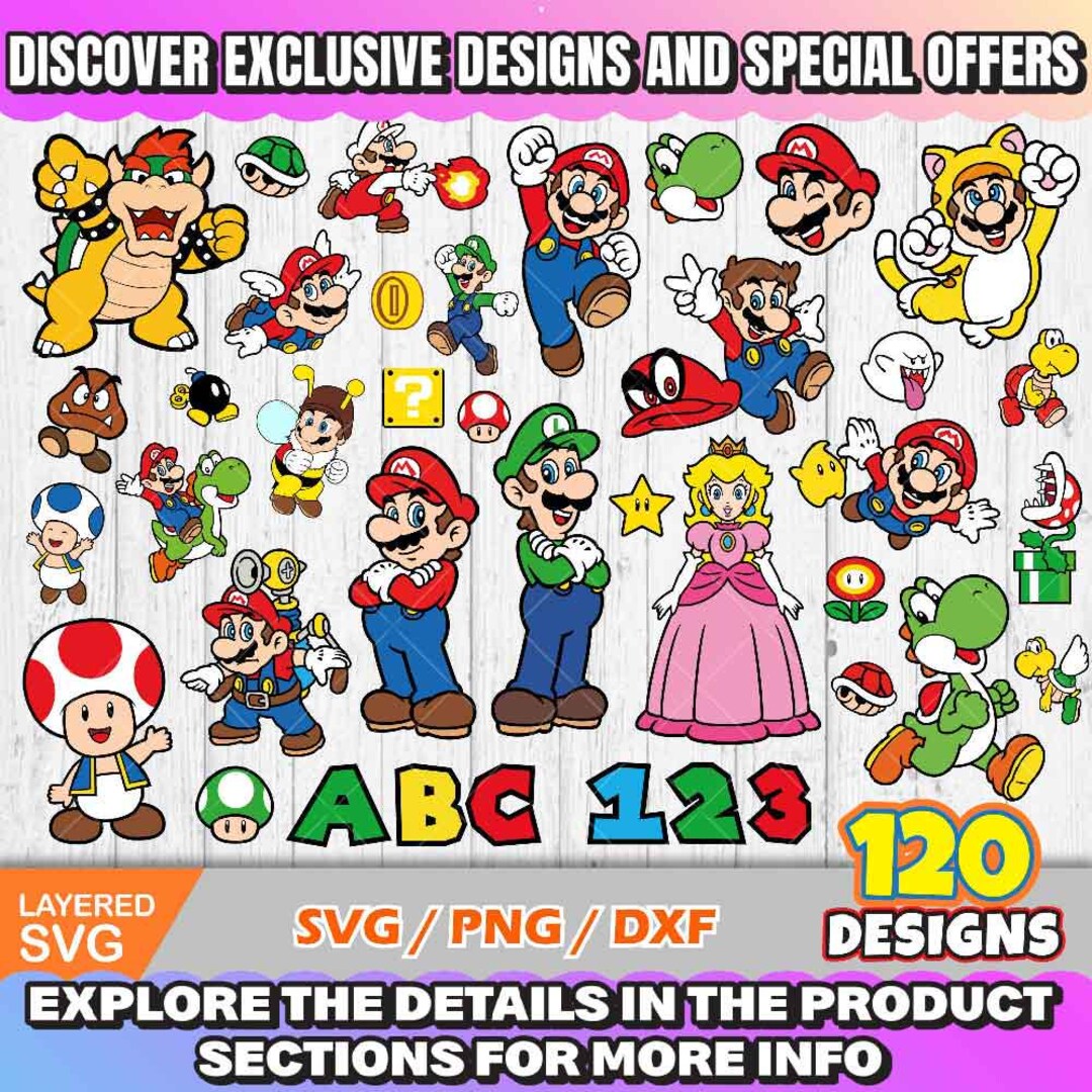 Mario Clipart Bundle Alphabet, Mario Svg Cut Files for Cricut ...