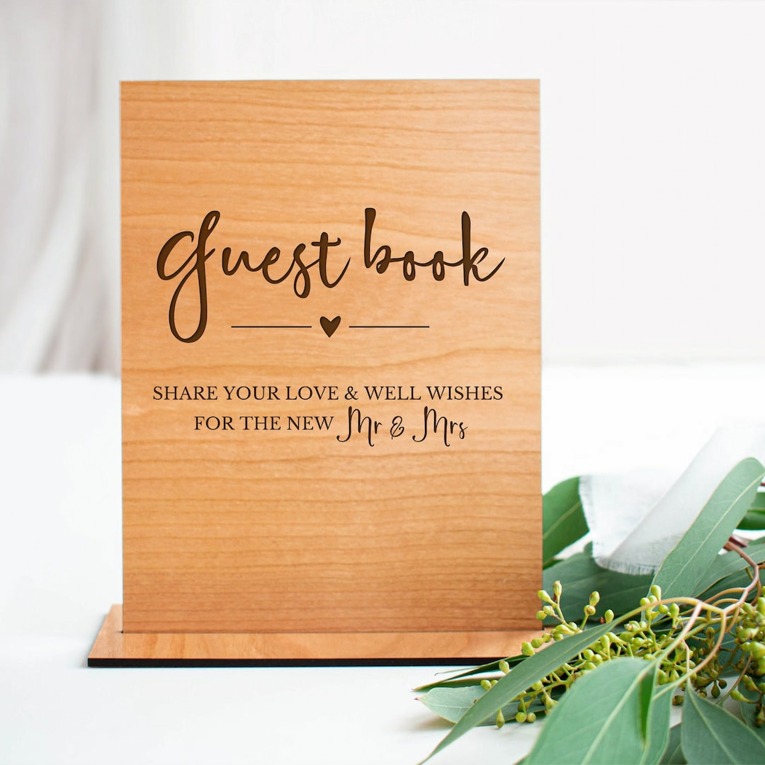 Wooden Laser Engraved Wedding Sign Guest Book Sign Wedding - Etsy