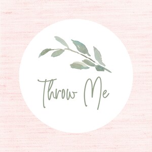 Throw Me Glossy White Stickers Watercolour Leaf Wedding Sticker Wedding ...