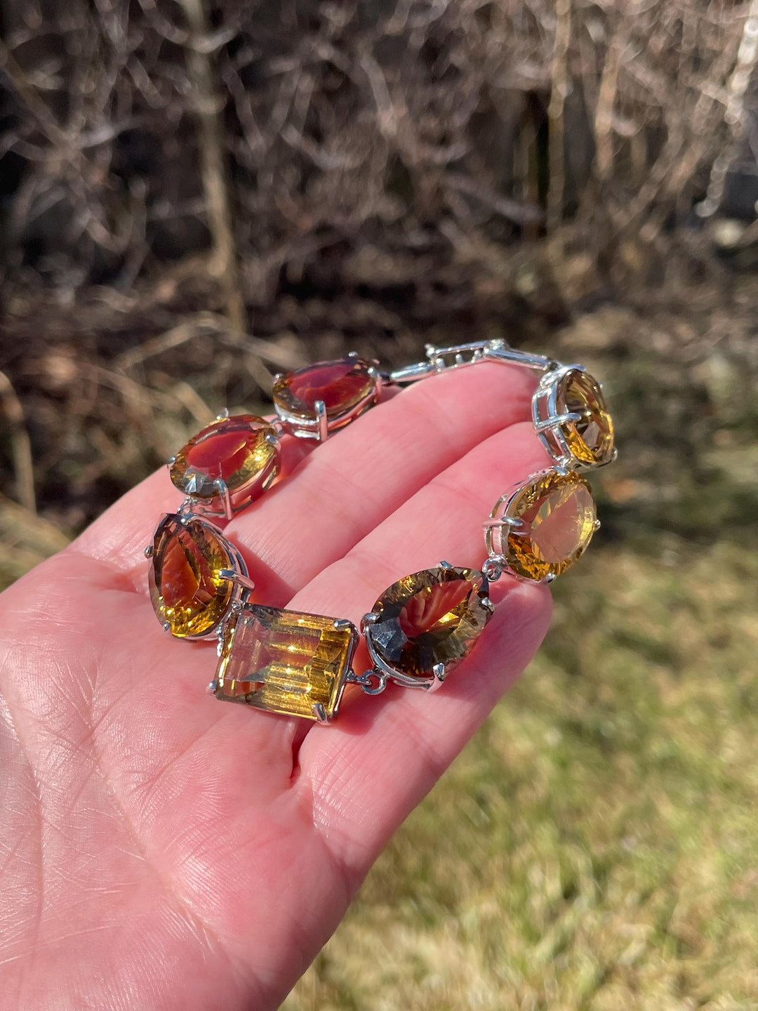 Luxury Big 96ct Concave Cut Dark Citrine 7