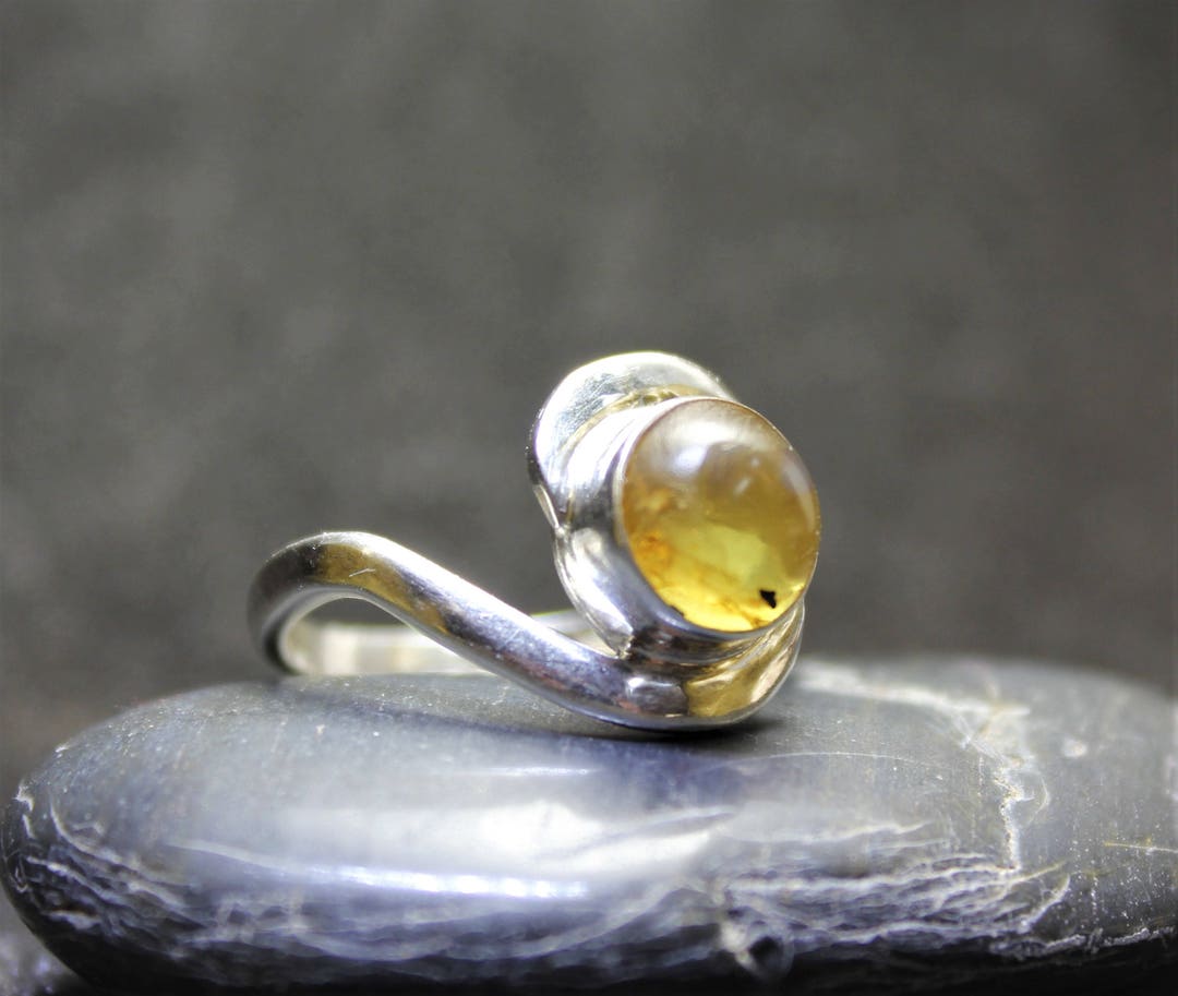 Size 9 Dominican Crystal Clear Blue Amber Ring Sterling Silver 925 ...