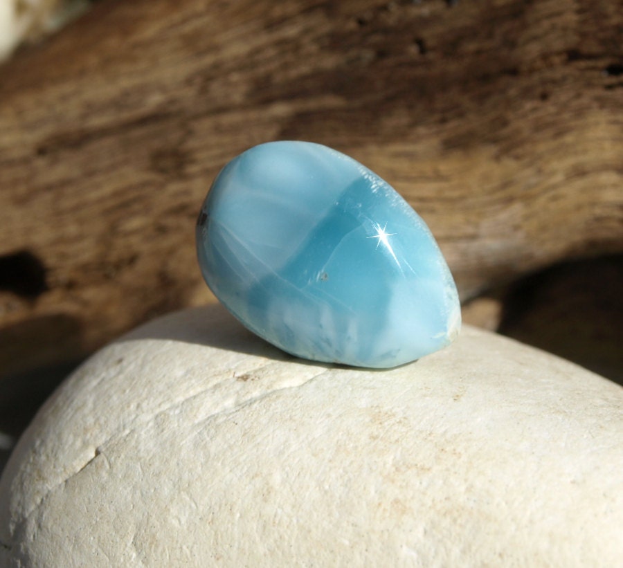 Unique AAA Larimar Teardrop Cab Azure Sky Colorblock Cabochon Pear ...