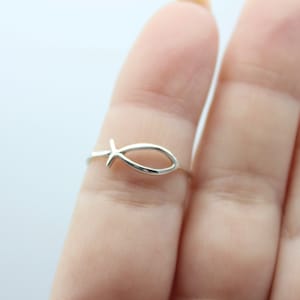 Minimalist Ichthys Fish Ring Christian Ring Jesus Ring 925 Sterling Silver, Christian Symbol ...
