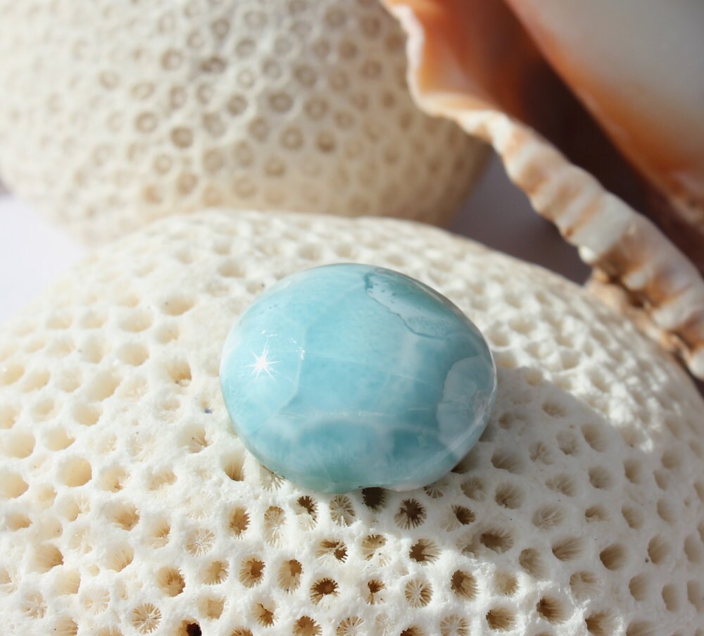 Dominican Larimar Caribbean Marbled Aquamarine Blue Quality 22 Mm Cab ...