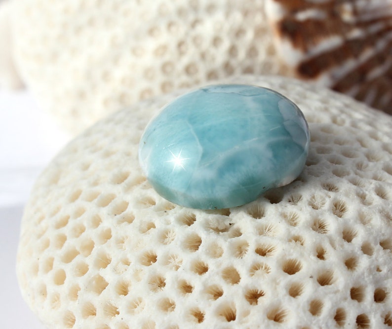 Dominican Larimar Caribbean Marbled Aquamarine Blue Quality 22 Mm Cab ...