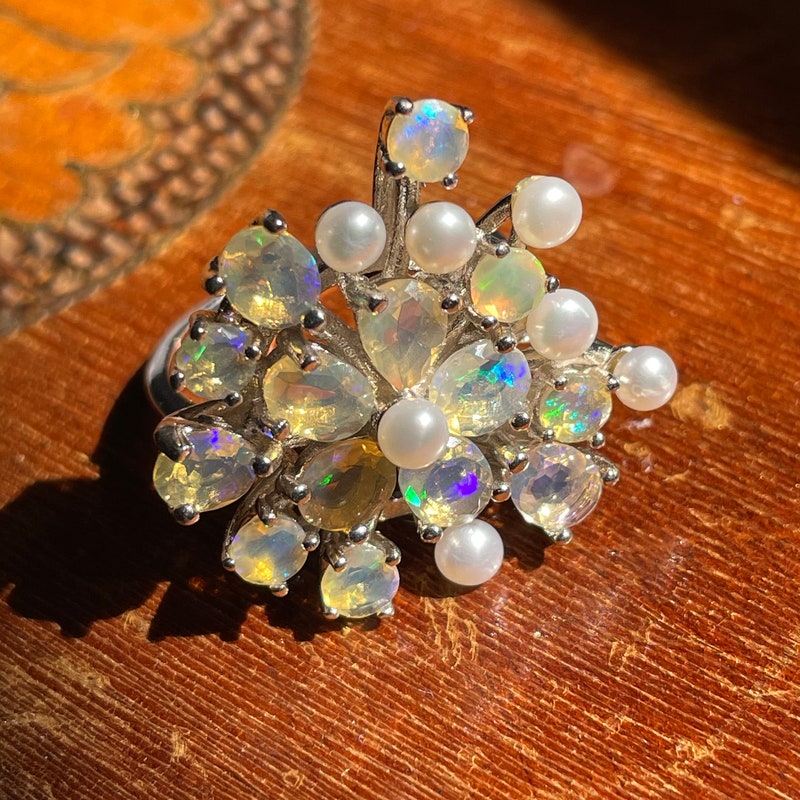 Opal and Pearl Ring - Etsy