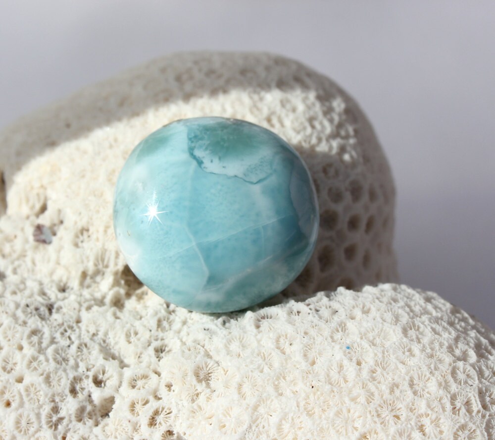 Dominican Larimar Caribbean Marbled Aquamarine Blue Quality 22 Mm Cab ...