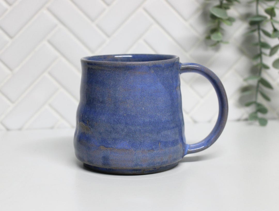 Handmade Ceramic Mug: Drippy Blue Pottery Cup, 12 Oz - Etsy
