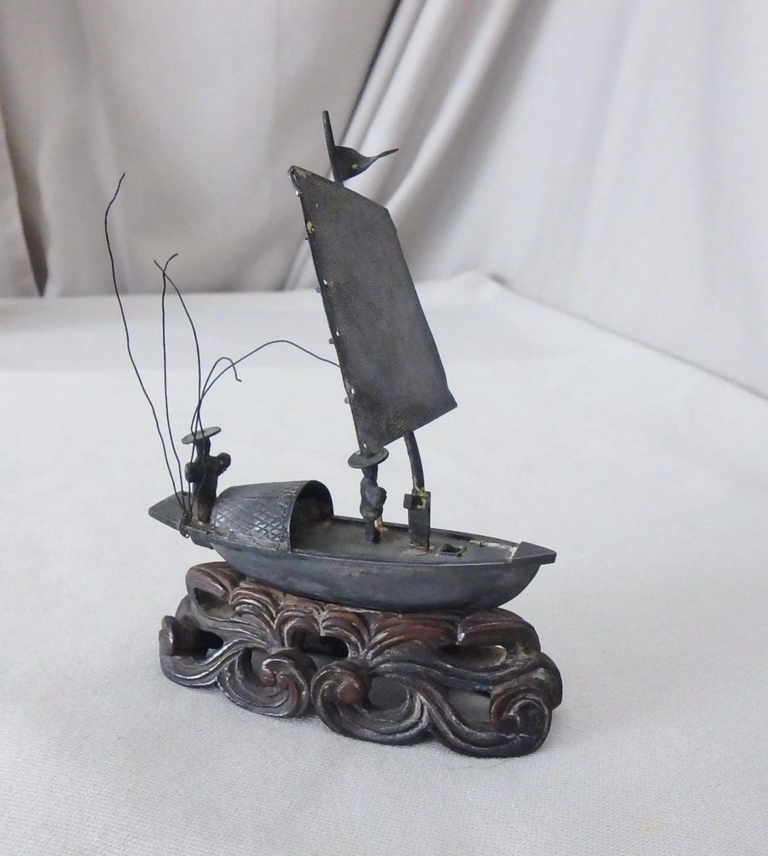 Miniature Wang Hing Chinese Silver Junk Boat on Stand - Etsy