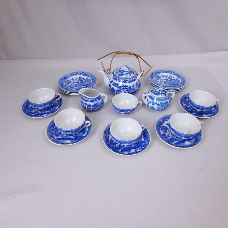 Blue Willow Tea Set - Etsy
