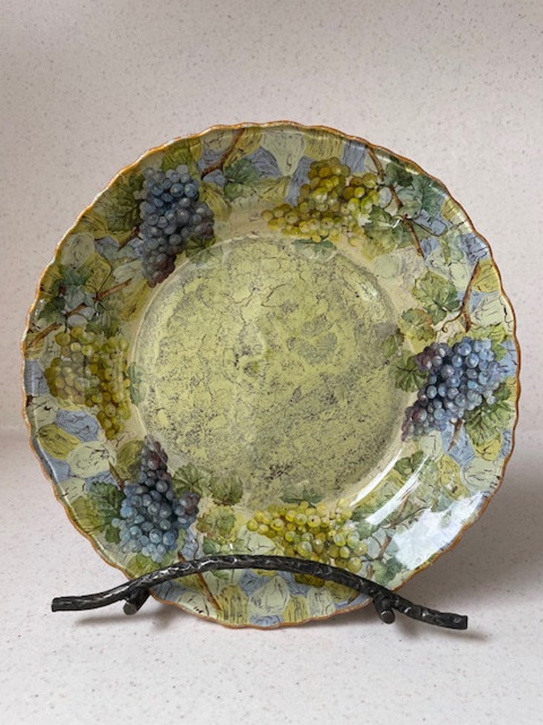 Decoupage Glass Plate "grapes Tale", Home Decor, Table Decoration - Etsy