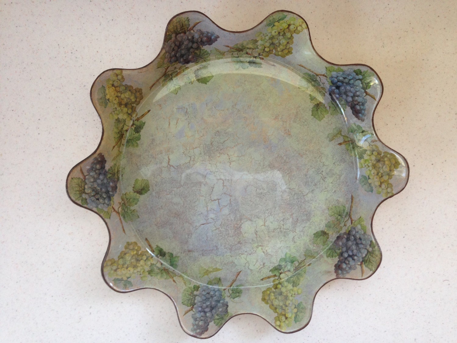 Decoupage Glass Plate Handmade Grapes Serving Plate Gift - Etsy