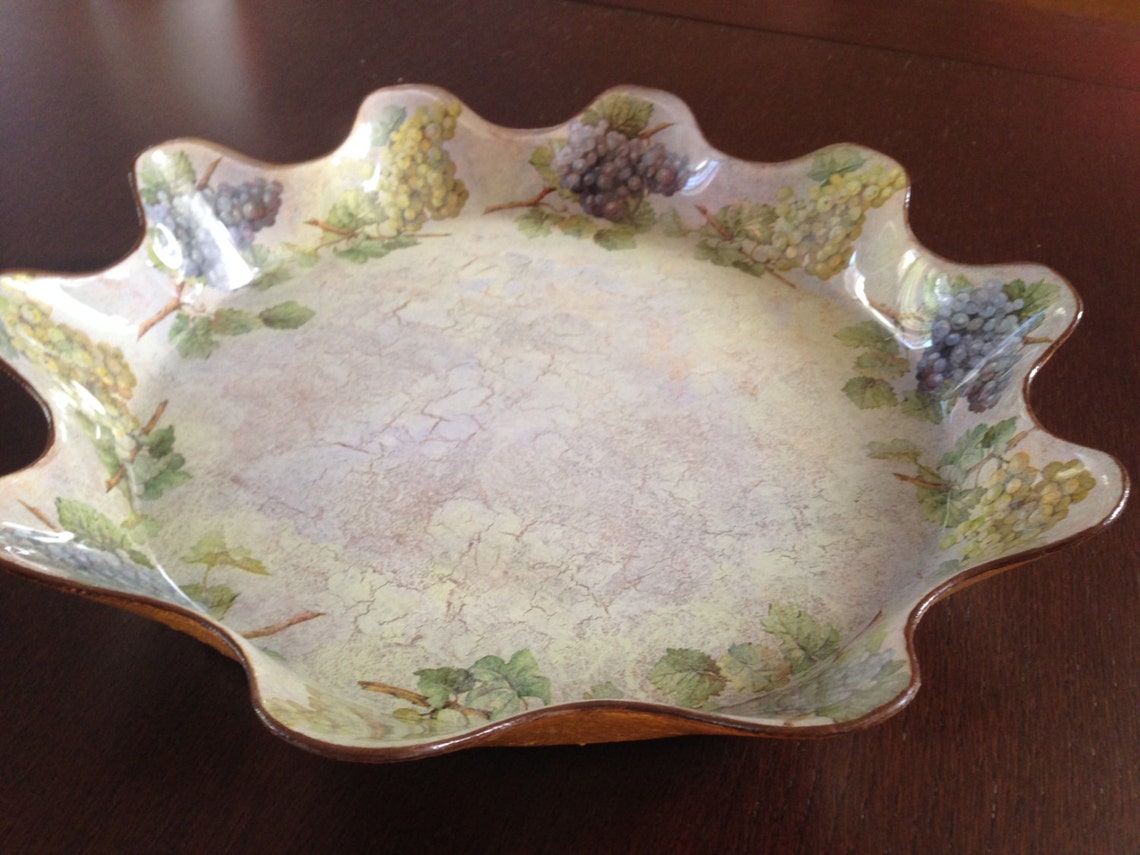 Decoupage Glass Plate Handmade Grapes Serving Plate Gift - Etsy