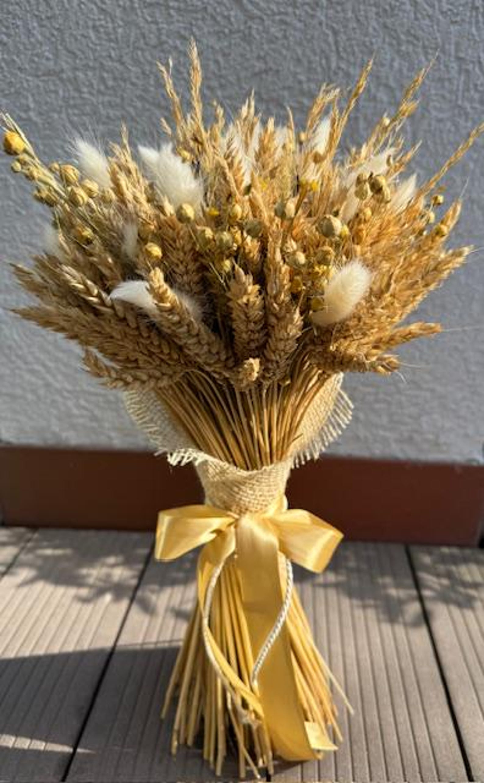 Dried Flowers Bouquet, Dried Wheat and Linen Bouquet, Natural Decor ...
