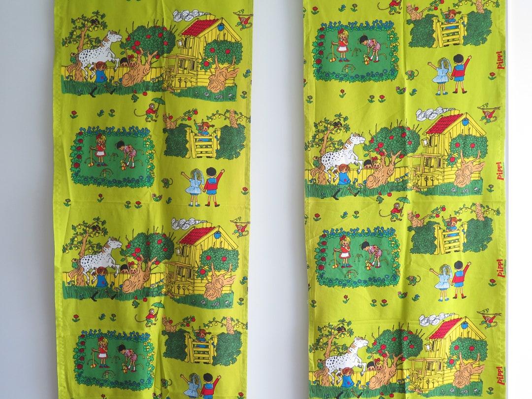 Curtains Set of 2 With Scenes of ,pippi Longstocking, by Astrid ...