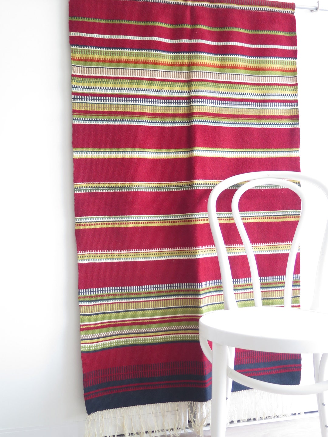 Hand Woven Decor Raanu Burgundy Green Yellow Wall Decor, Finnish ...
