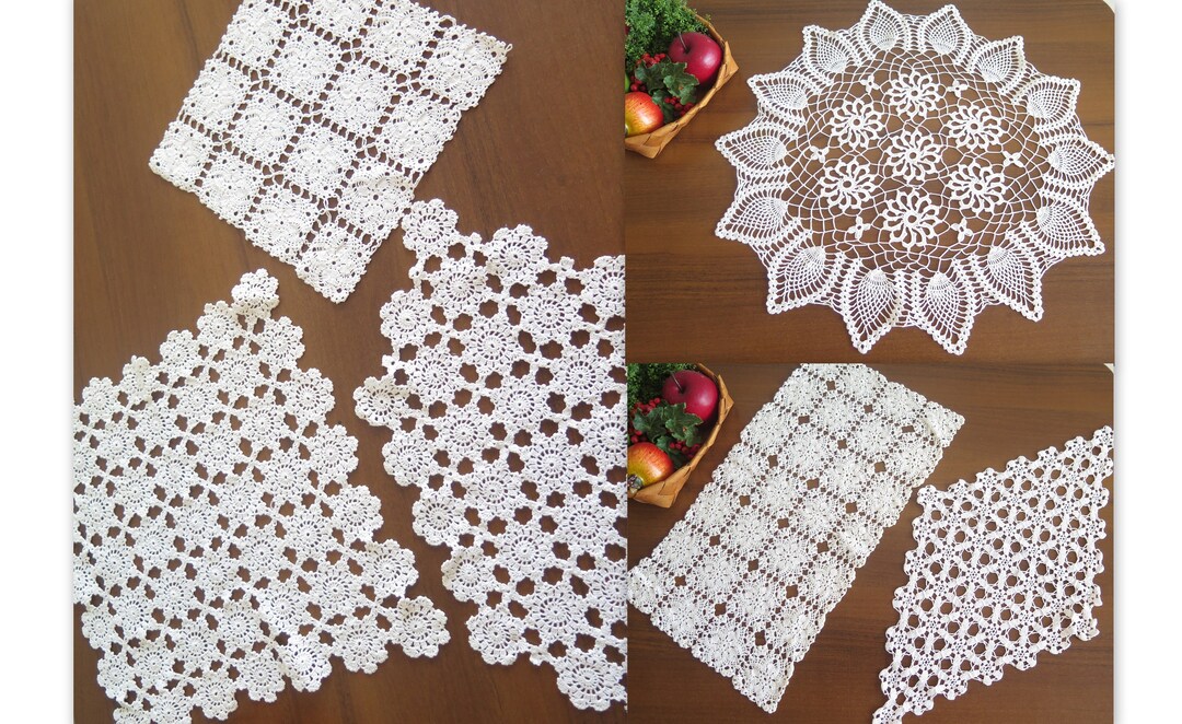 Crochet Doilies Set of 6 Lace Crochet Table Cloth Handmade - Etsy