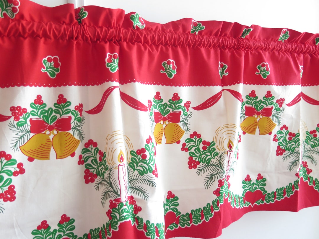 Christmas Valance Candles Bells Red Berries Swedish Vintage ...