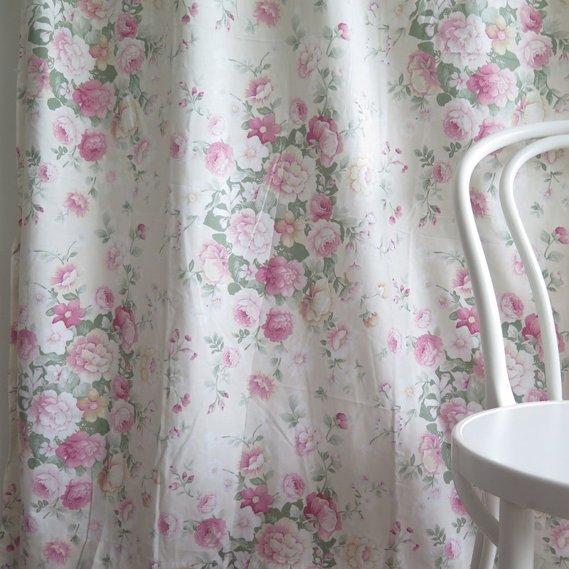 Pink Floral Curtains - Etsy