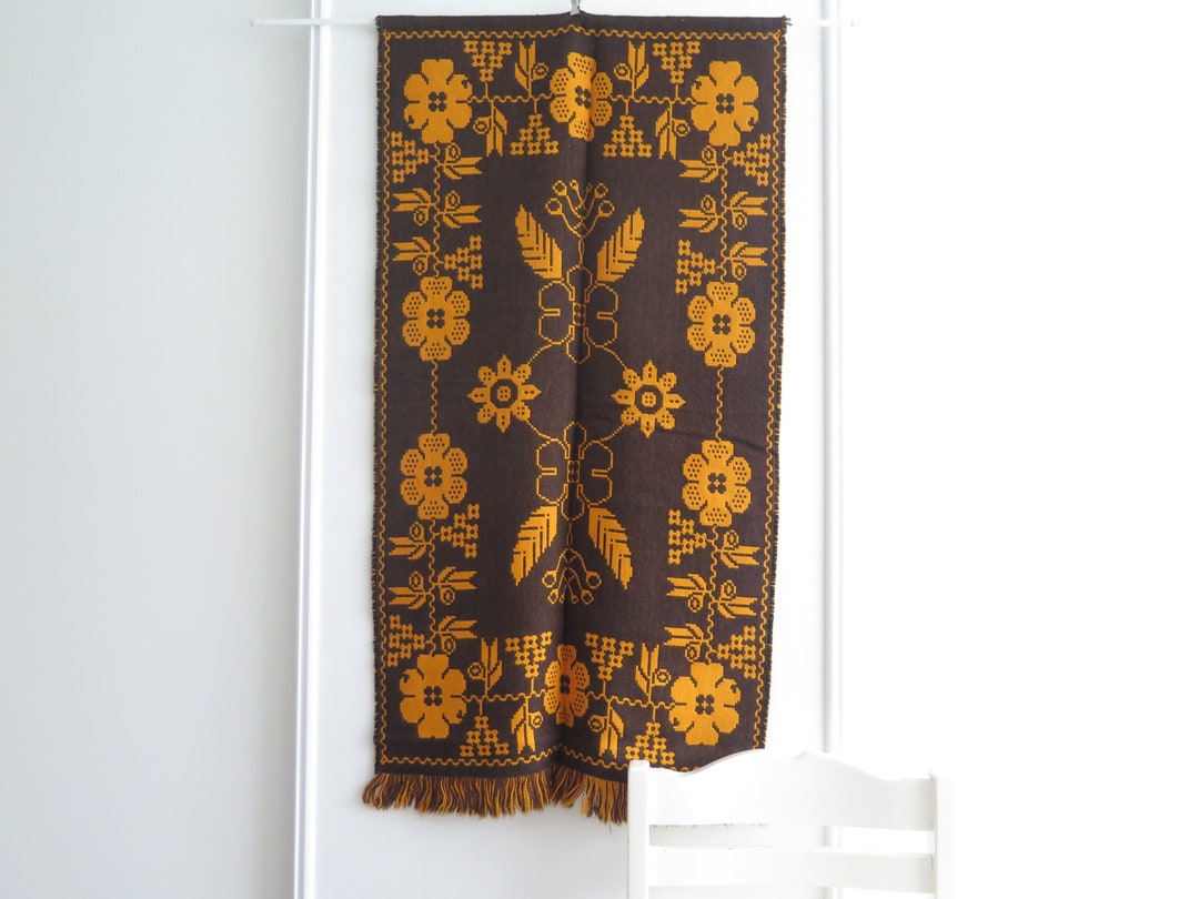 Finland Wall Decor Double Weave Hanging Woven Brown Yellow Flowers ...