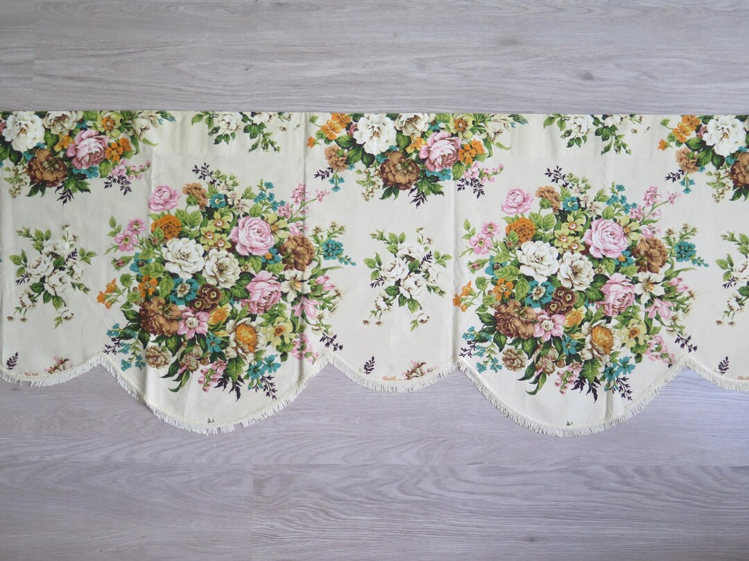 Floral Valance Extra Wide Green Pink Colorful Flowers, L 46 X W 406 Cm ...