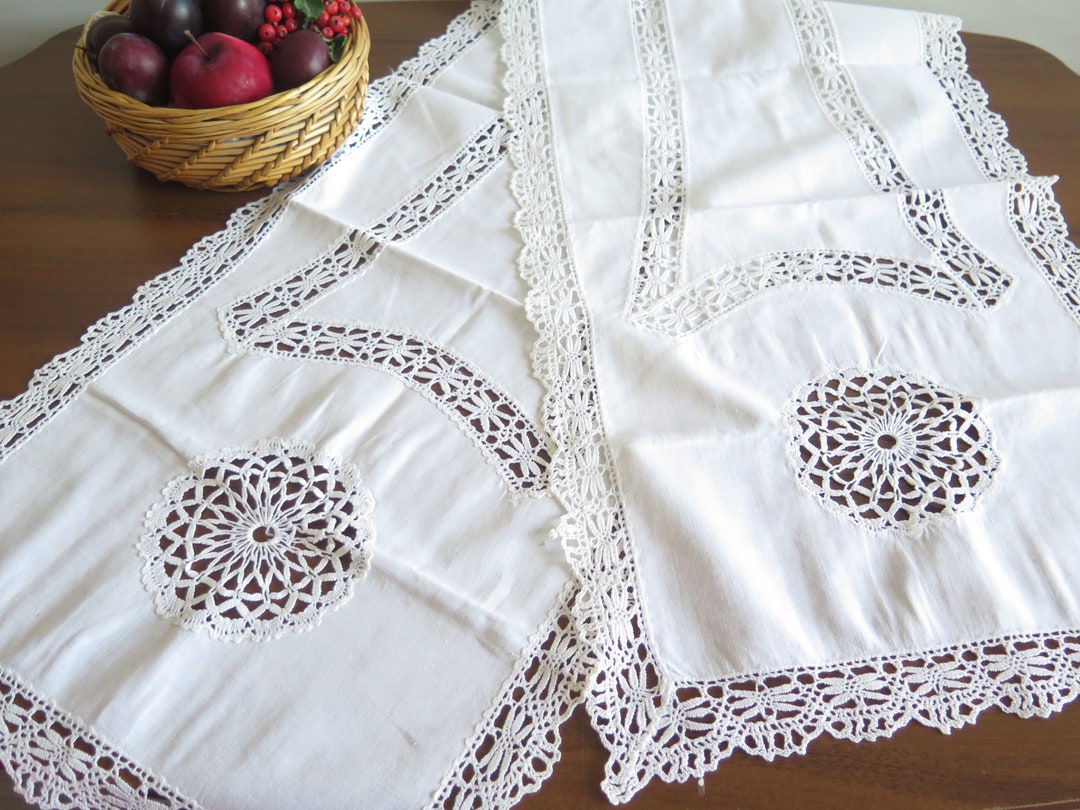 Vintage Crochet Lace Table Runner Table Cloth Scandinavian Handmade #4 ...