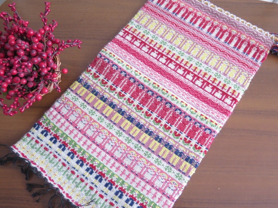 Handwoven Wall Hanging Scandinavian Pink Colorful Fiber Art Vintage ...
