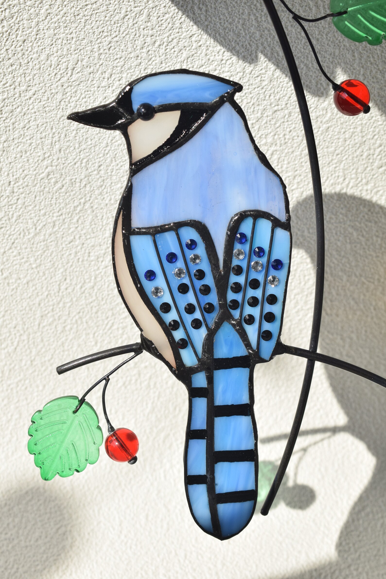 Blue Jay Stained Glass Window Hangings Birds Stained Glass Suncathers ...