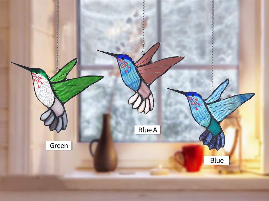 Hummingbirds Stained Glass Window Hangings Birds Stained Glass ...