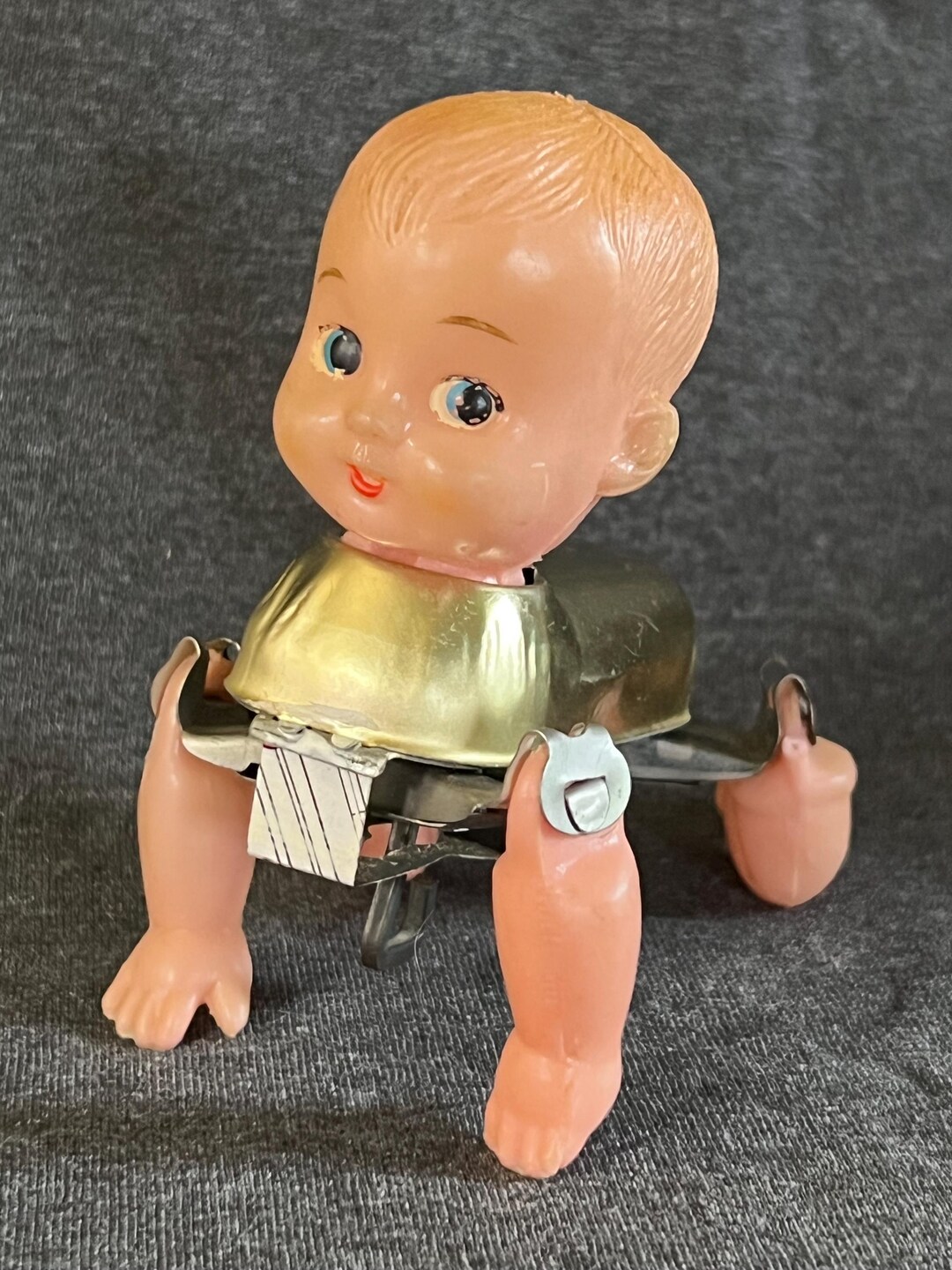 Celluloid Robot Wind up Crawling Baby, Vintage 1940-1950. Key is ...