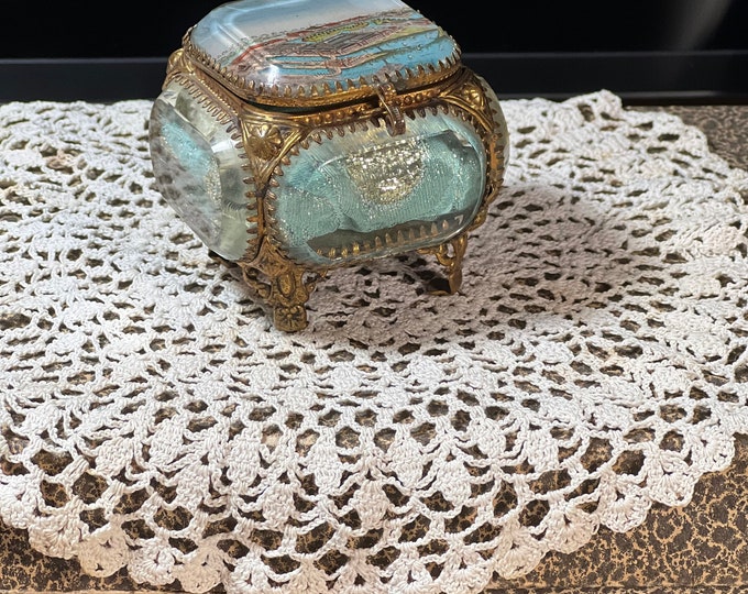 1893 Chicago Worlds Fair Souvenir Casket Jewelry Box, 1893 Glass ...