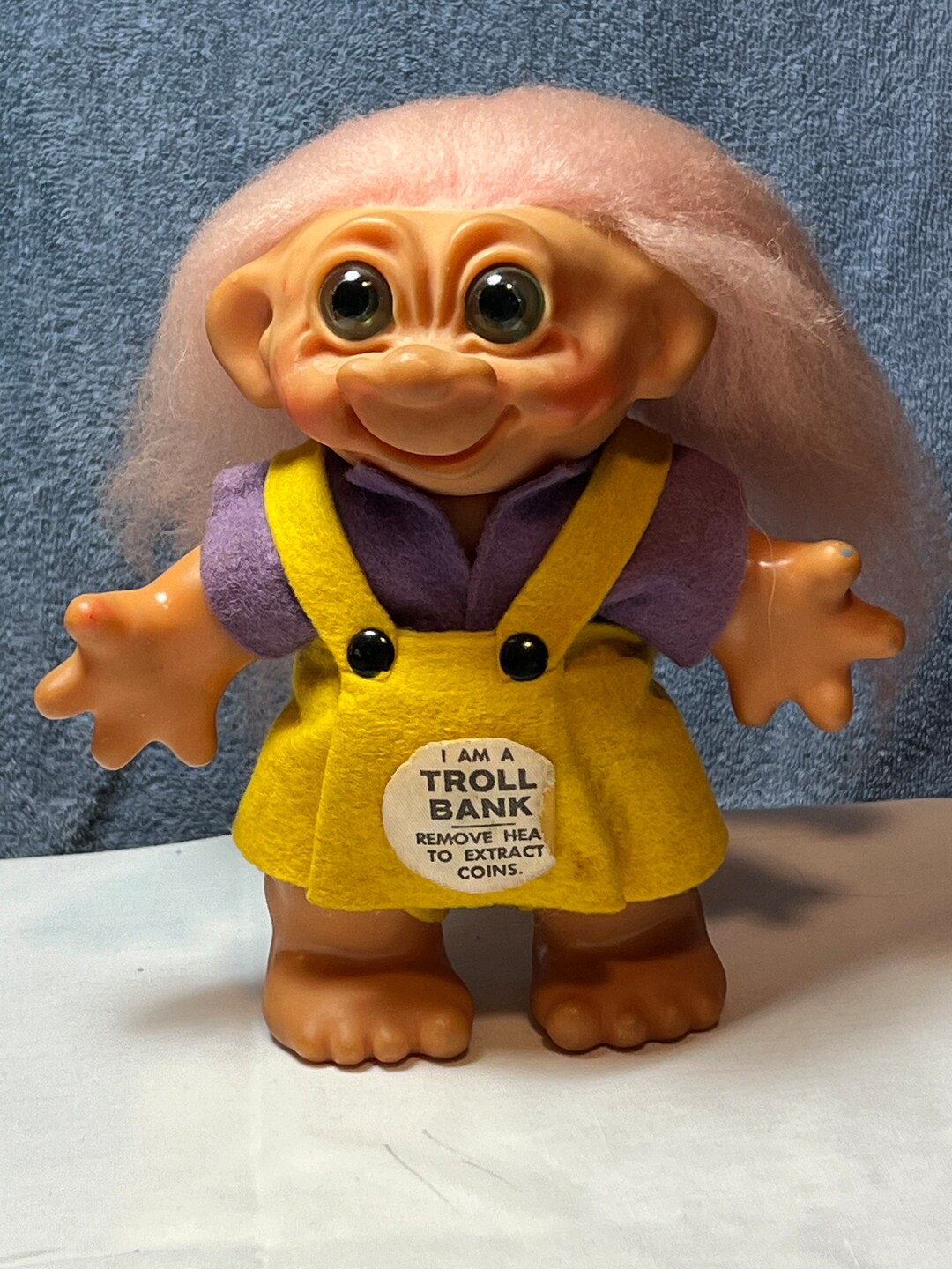 TROLL Bank Vintage 1960s Doll, Thomas Dam Troll, 7 Troll Bank, Troll Coin Bank Doll, Thomas DAM ...