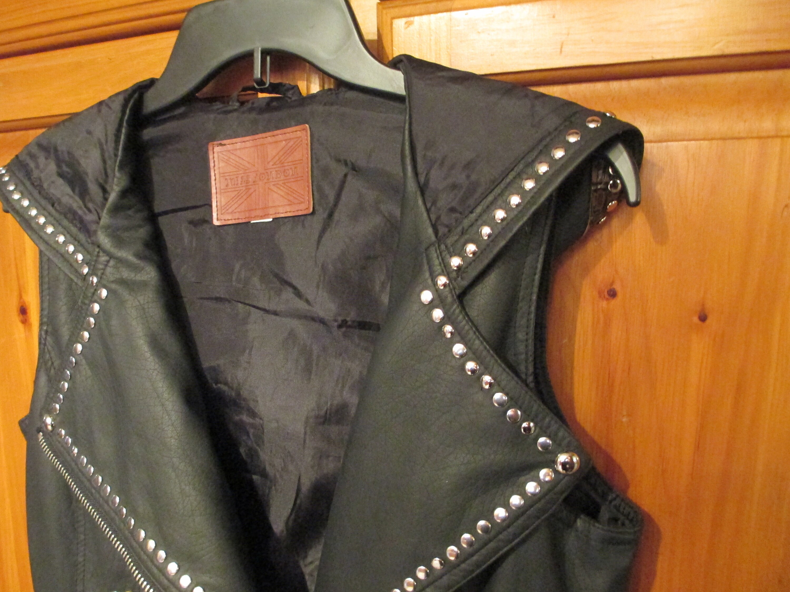Studded and Spiked Black Vegan Leather Vest With Lacings and Dragon ...
